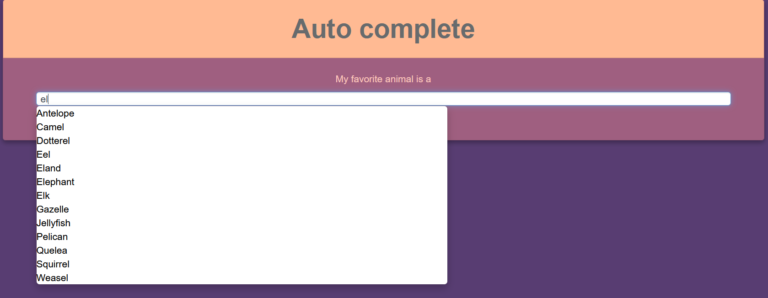 jQuery autocomplete input example