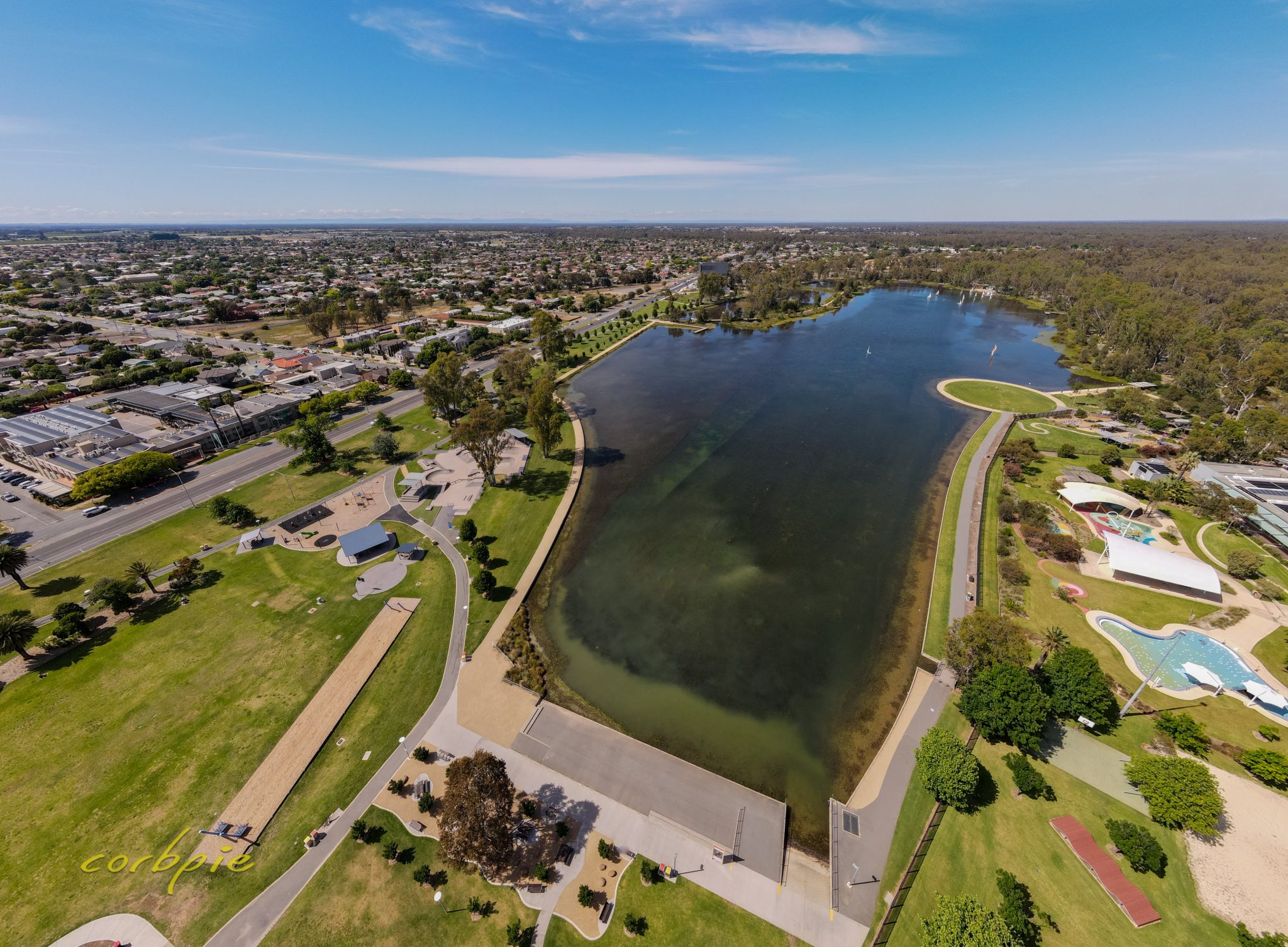 Victoria Park Lake Shepparton drone images